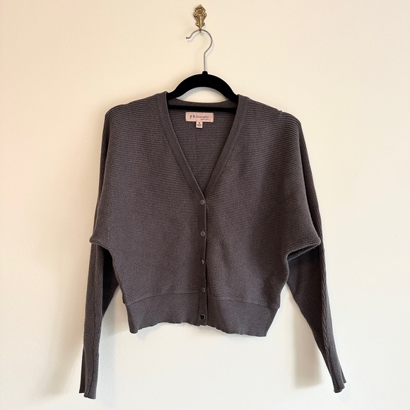 Philosophy | Sweaters | Philosophy Womens Gray Sweater Cardigan With ...